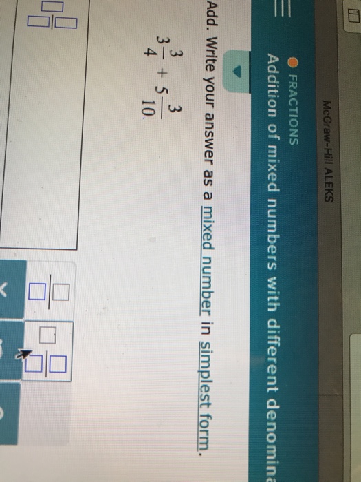 Solved FRACTIONS Addition of mixed numbers with different | Chegg.com