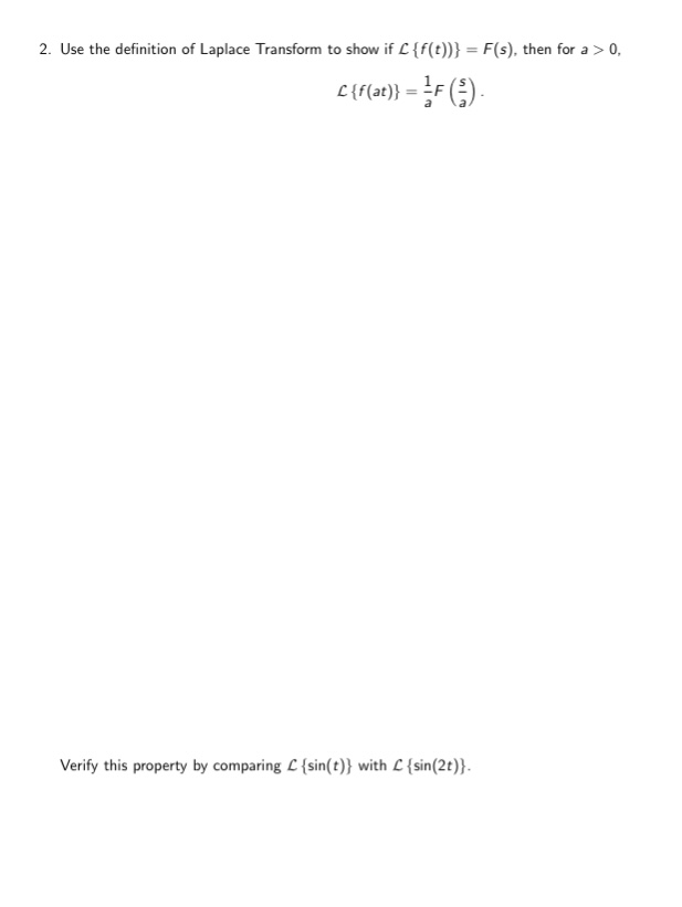 Solved Use the definition of Laplace Transform to show if | Chegg.com