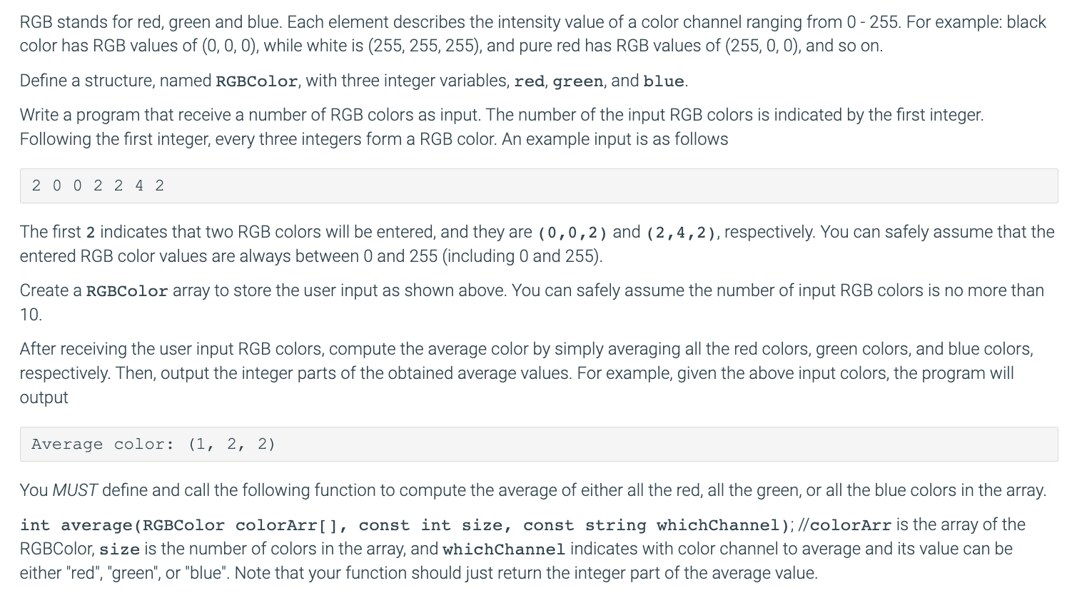 Solved RGB stands for red, green and blue. Each element | Chegg.com
