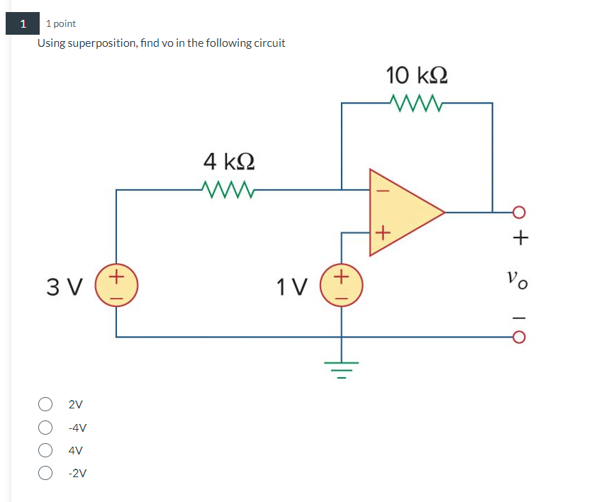 Solved Using superposition, find vo in the following circuit | Chegg.com