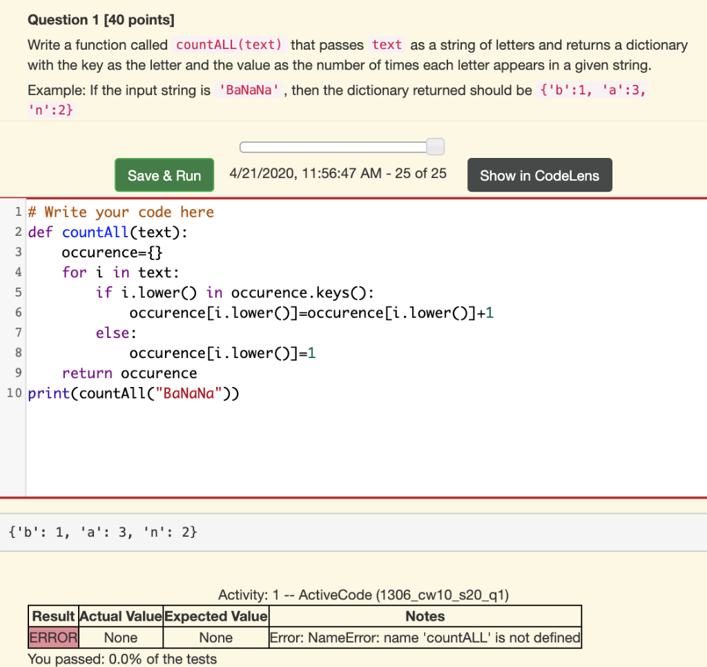 Solved What do I have to do to make the test code pass? | Chegg.com