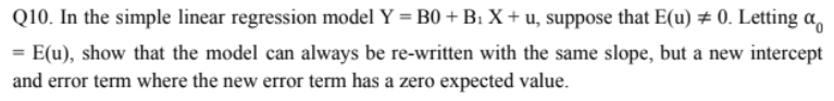 Solved Q10. In ﻿the simple linear regression model | Chegg.com
