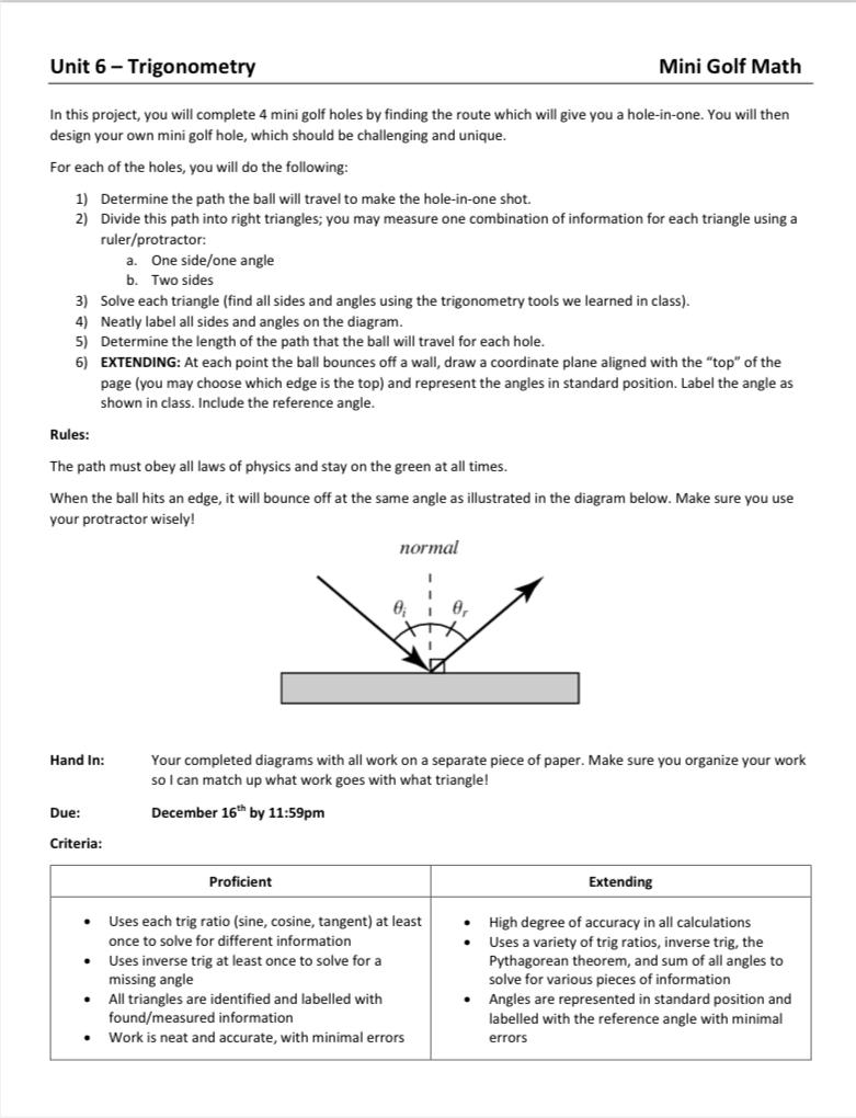 Solved In this project, you will complete 4 mini golf holes | Chegg.com