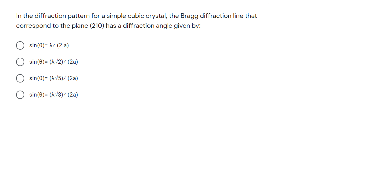Solved In the diffraction pattern for a simple cubic | Chegg.com