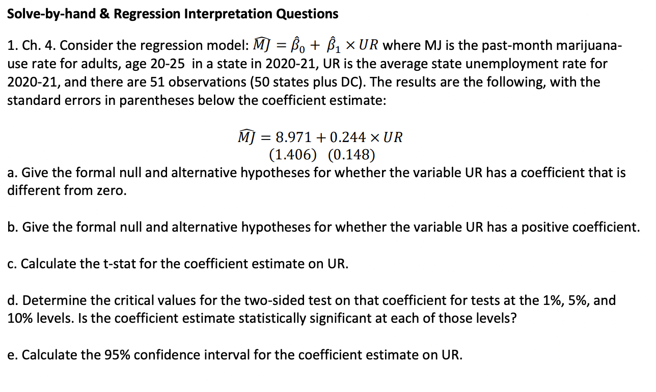 Solved 1. Ch. 4. Consider the regression model: | Chegg.com