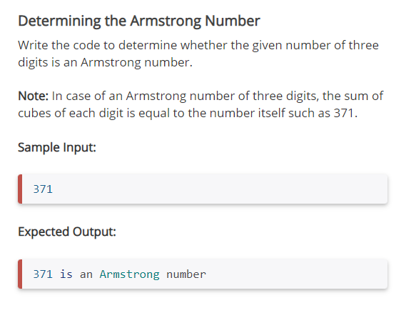 Solved Determining the Armstrong Number Write the code to | Chegg.com