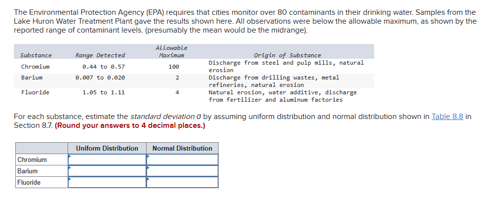 The Environmental Protection Agency (EPA) requires | Chegg.com
