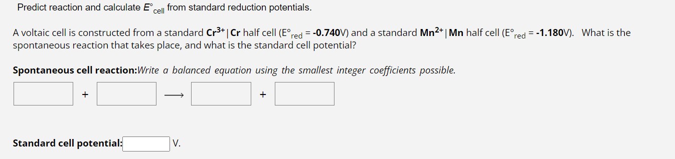 Solved Predict reaction and calculate E∘ cell from standard | Chegg.com