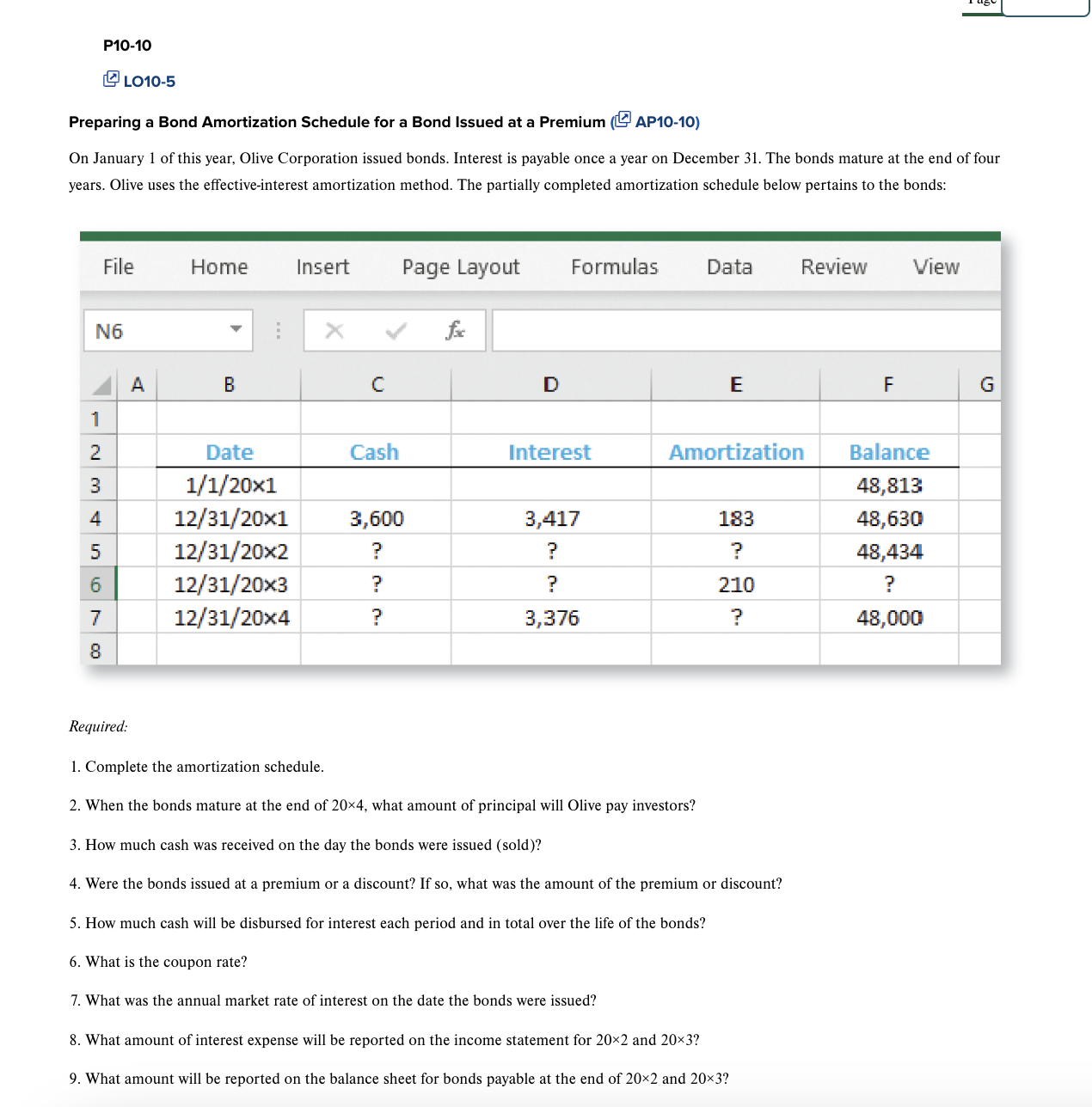 Solved by an EXPERT P10-10LO10-5Preparing a Bond Amortization Schedule ...