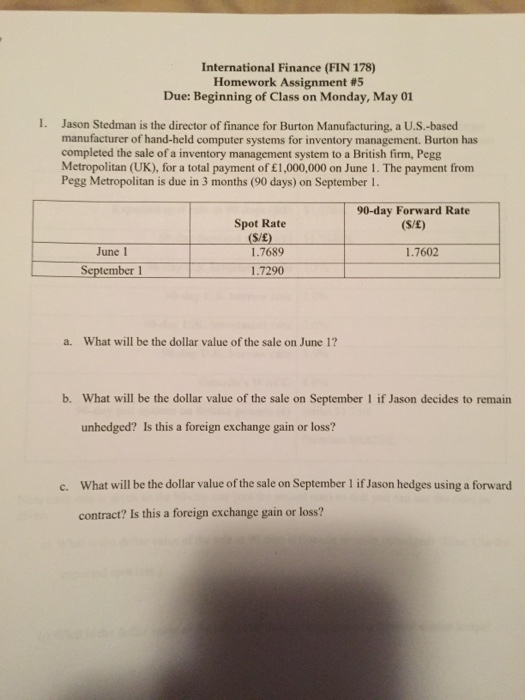 Solved Jason Stedman is the director of finance for Burton | Chegg.com