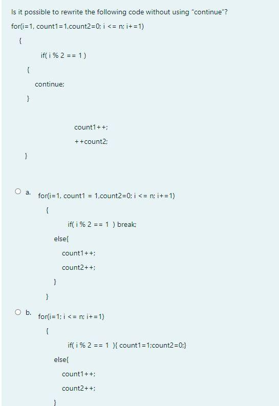 Solved b. for (i=1;i