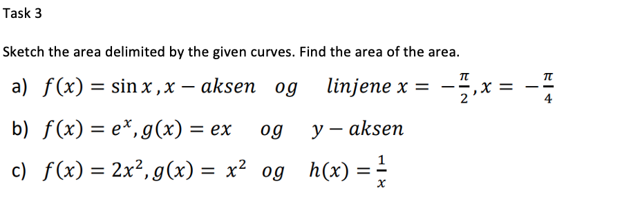 Solved Task 3 Sketch the area delimited by the given curves. | Chegg.com