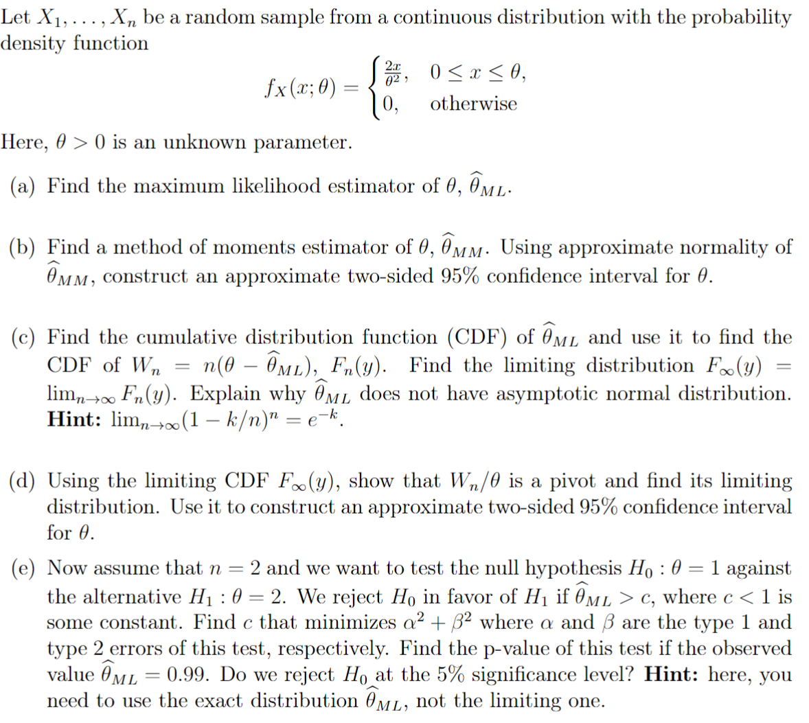 Solved Let X1,…,Xn be a random sample from a continuous | Chegg.com