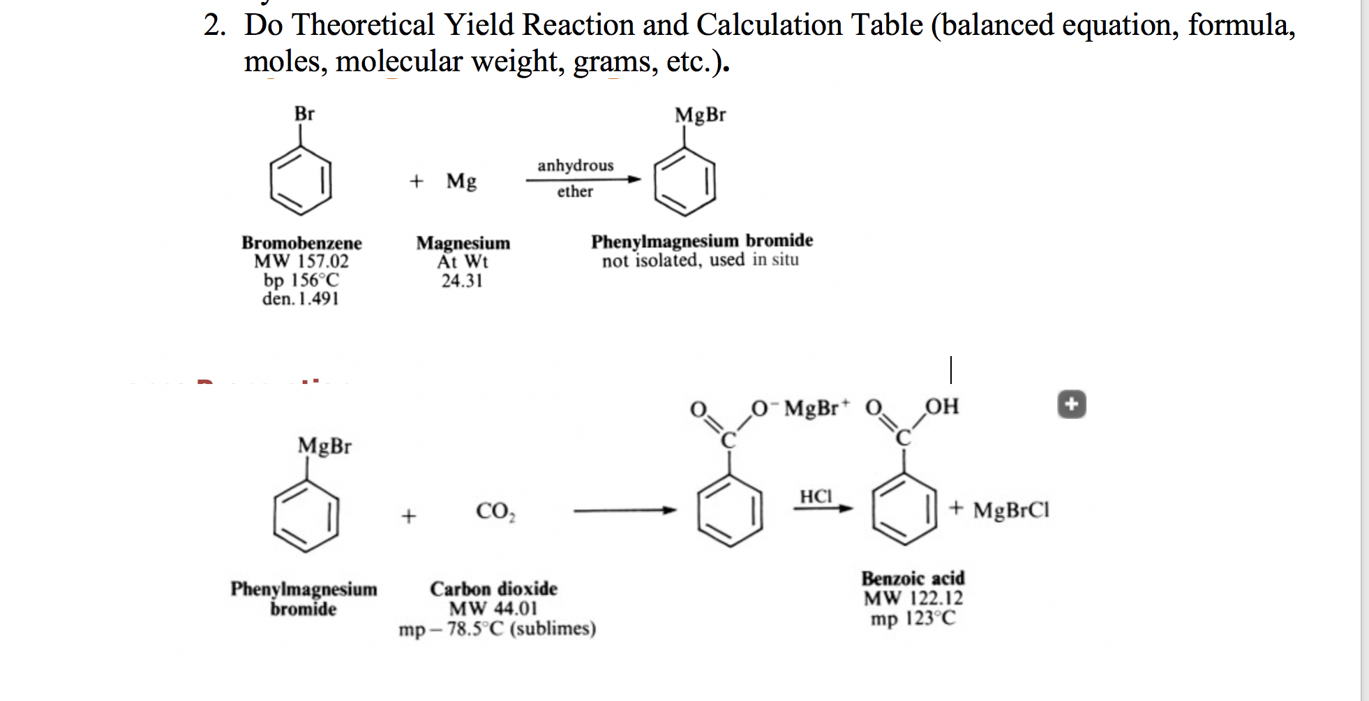 Solved 2. Do Theoretical Yield Reaction and Calculation | Chegg.com