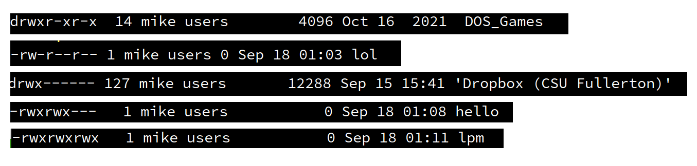 Solved Consider the outputs of the ls -l command. For each | Chegg.com
