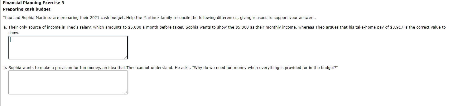 Solved Financial Planning Exercise 5 Preparing cash budget | Chegg.com