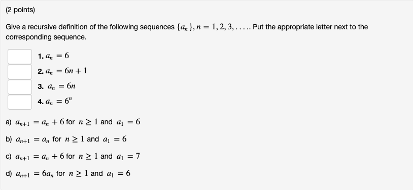 Solved (2 points) Give a recursive definition of the | Chegg.com