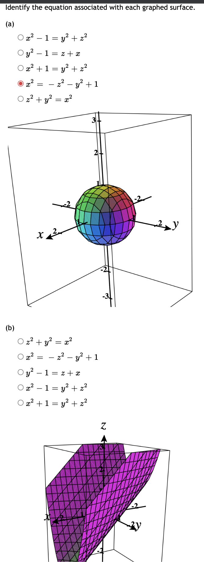 Solved Identify the equation associated with each graphed | Chegg.com