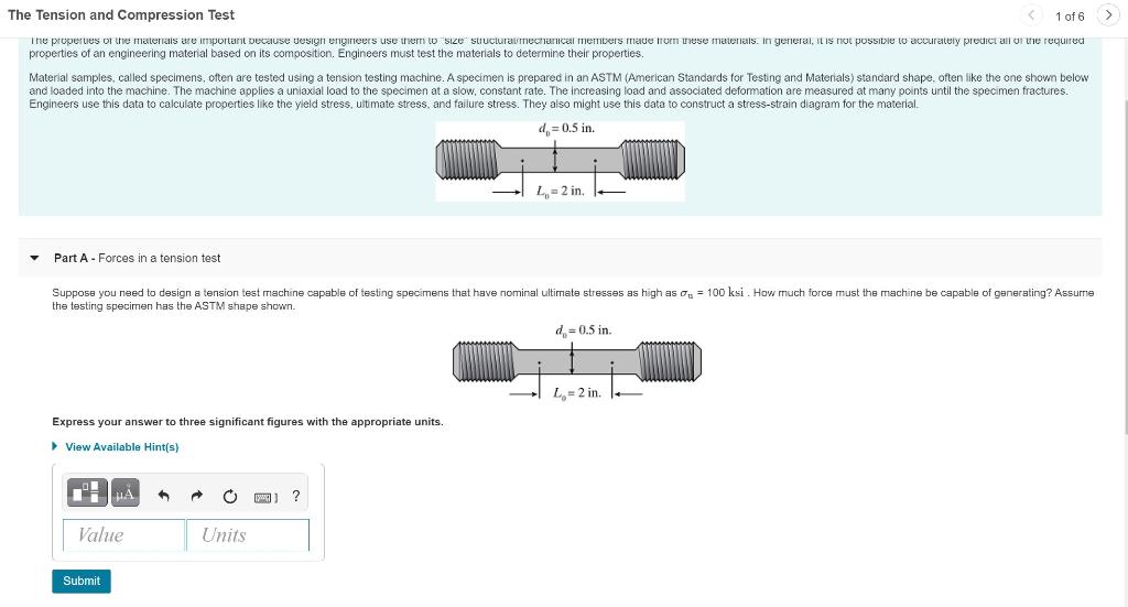 Solved > The Tension and Compression Test