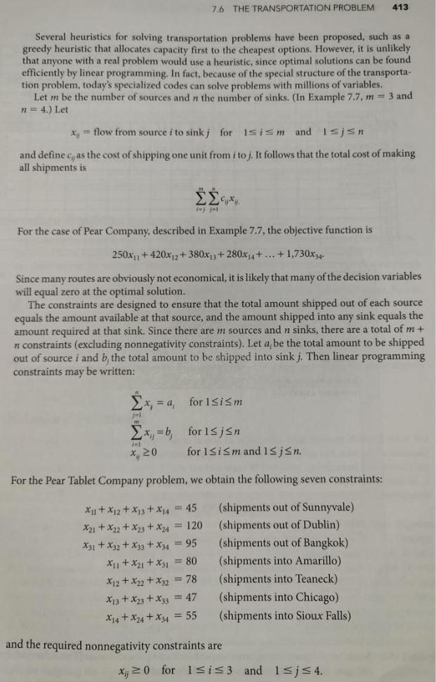 7.6 THE TRANSPORTATION PROBLEM 411 The transportation | Chegg.com
