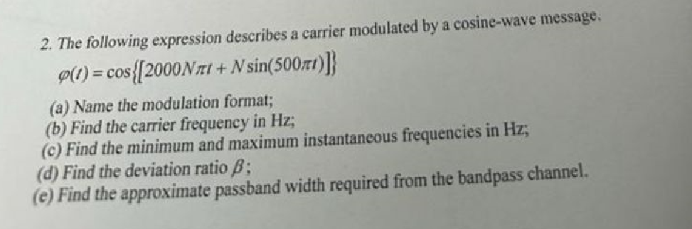 2. The following expression describes a carrier | Chegg.com