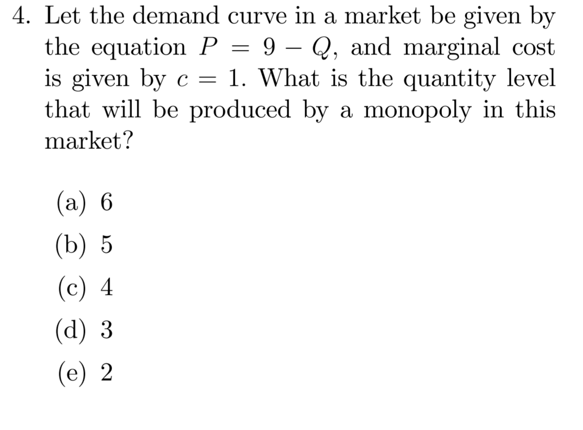 Solved Let the demand curve in a market be given bythe | Chegg.com