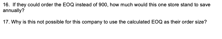 Solved Economic Order Quantity Exercise (25 Points) SCM 300 | Chegg.com