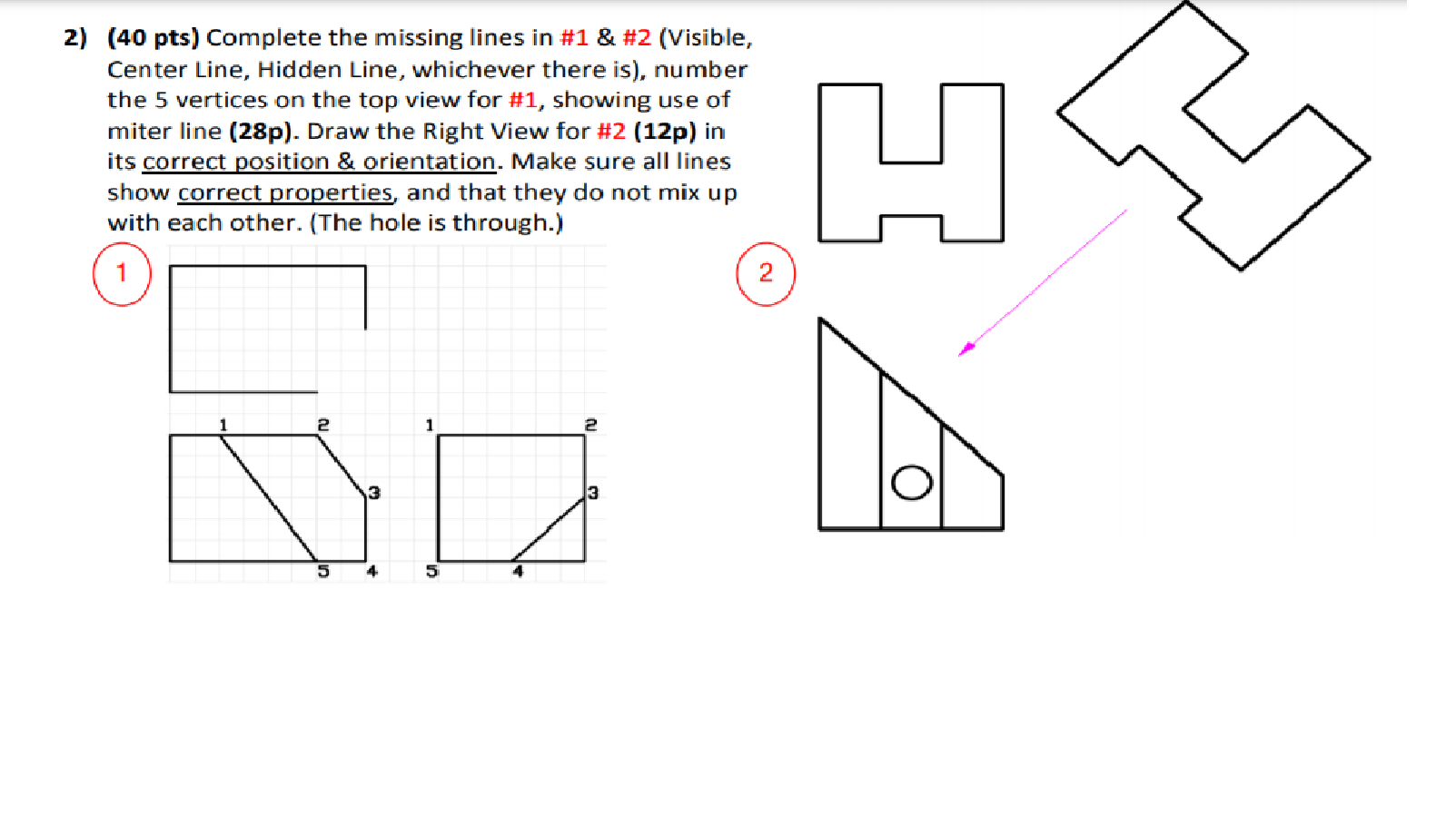 Solved 2) (40 pts) Complete the missing lines in #1 & #2 | Chegg.com
