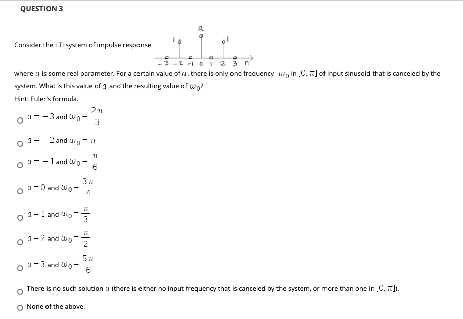 Solved QUESTION 3 a O Consider the LTI system of impulse | Chegg.com