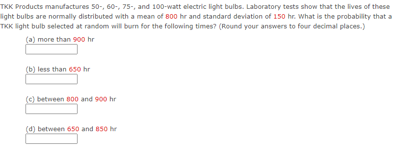 Solved TKK Products manufactures 50-, 60-, 75-, and 100-watt | Chegg.com