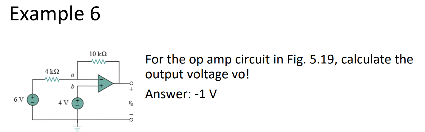 Solved Example 6 For the op amp circuit in Fig. 5.19, | Chegg.com