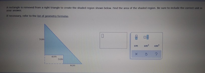 Solved A rectangle is removed from a right triangle to | Chegg.com