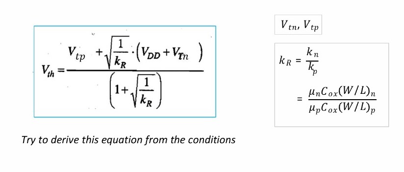 Solved derive cmos threshold voltage when both nmos, pmos in | Chegg.com