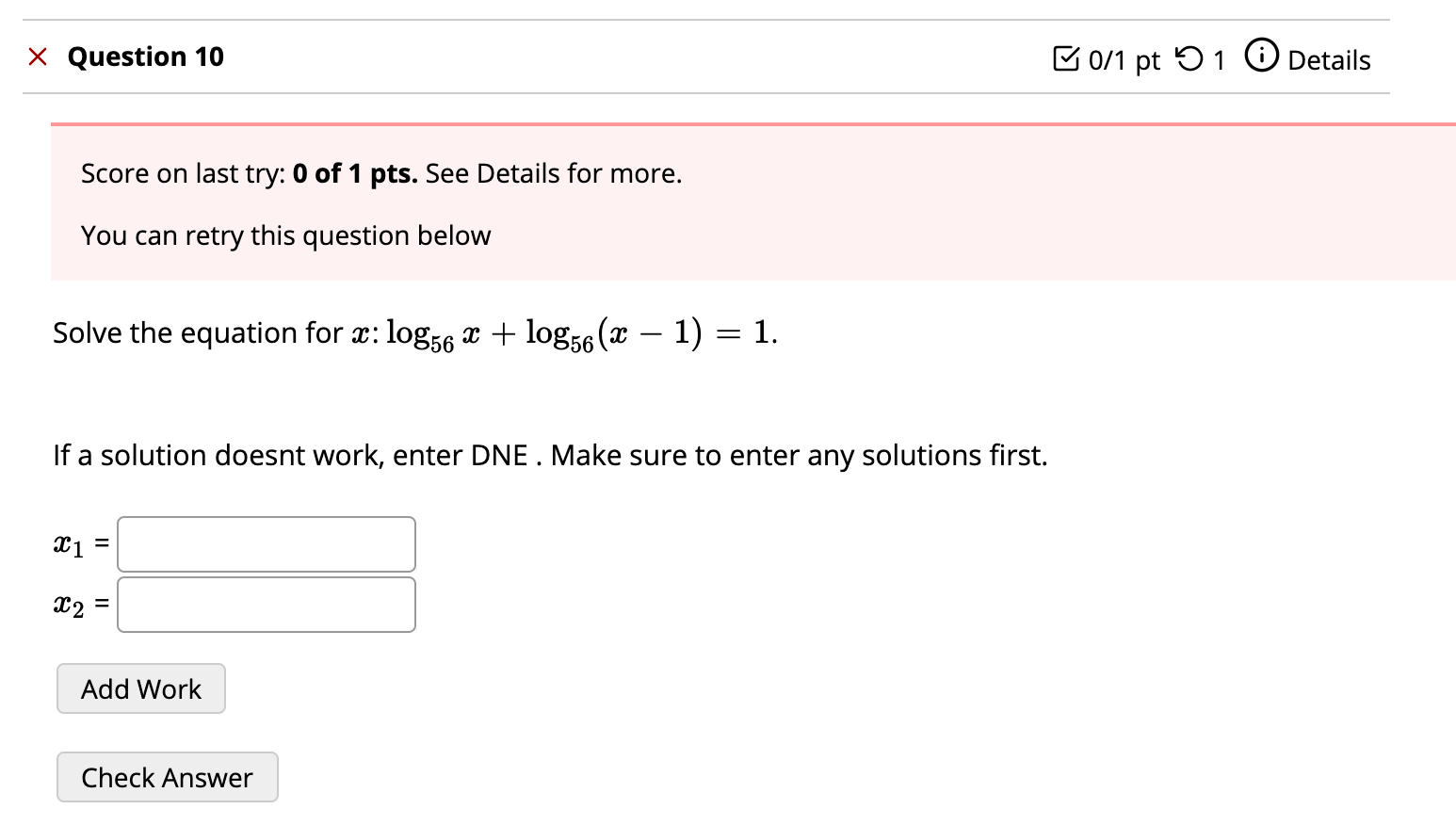 Solved X Question 10 B0 1 Pt 91 0 Details Score On Last Try