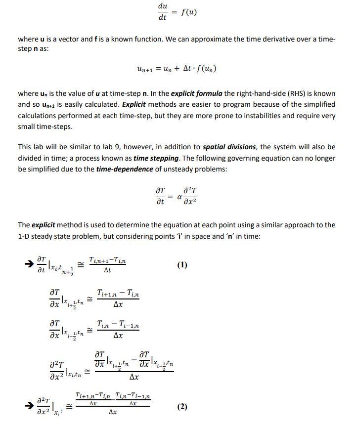 Solved 1d Unsteady Heat Conduction Explicit Method In This 