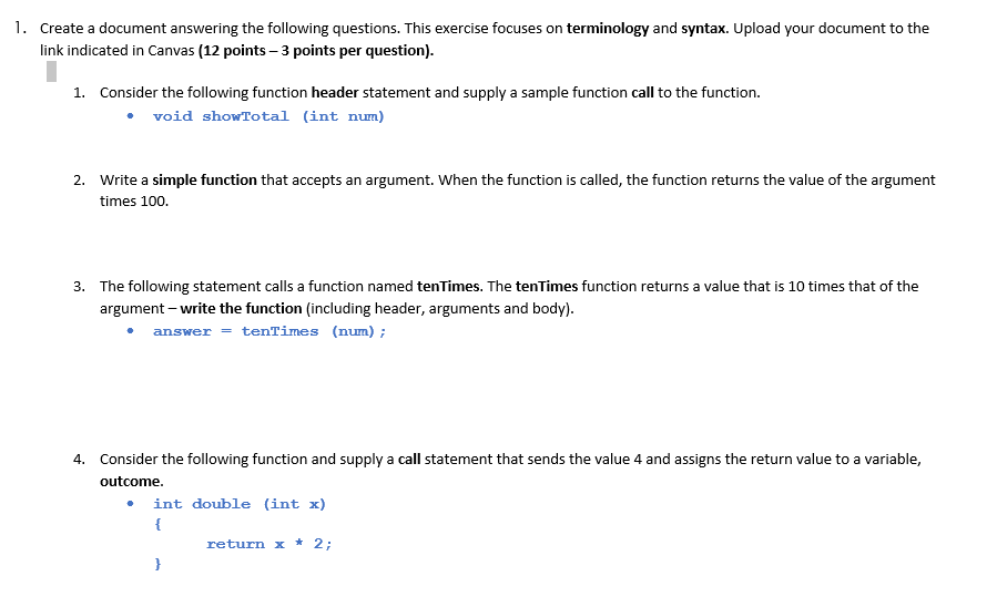 Solved 1. Create a document answering the following | Chegg.com