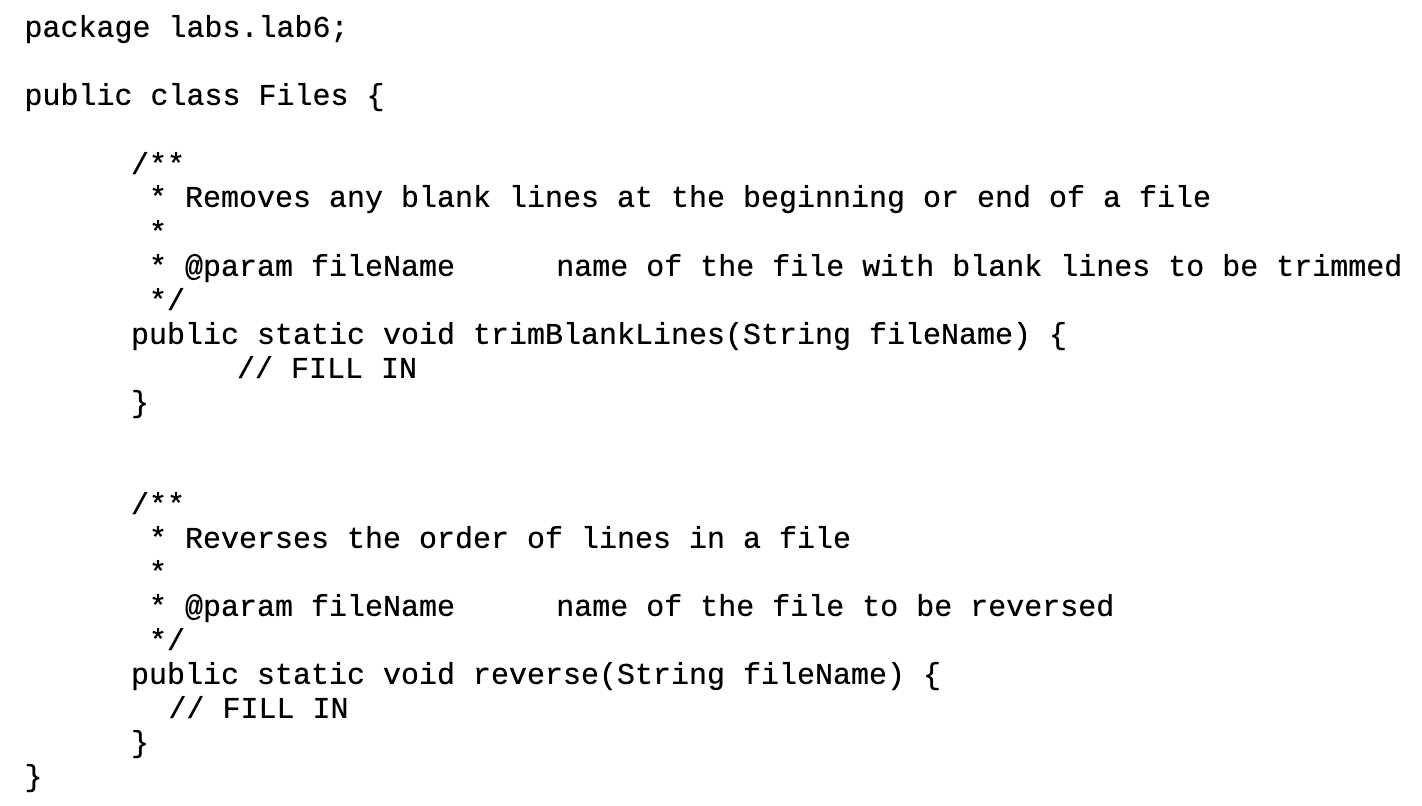 Solved Implement a class Files that does some | Chegg.com