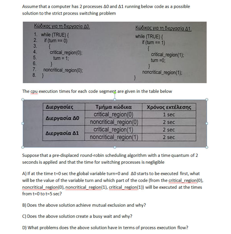 Solved Assume that a computer has 2 processes Δ0 and Δ1 | Chegg.com