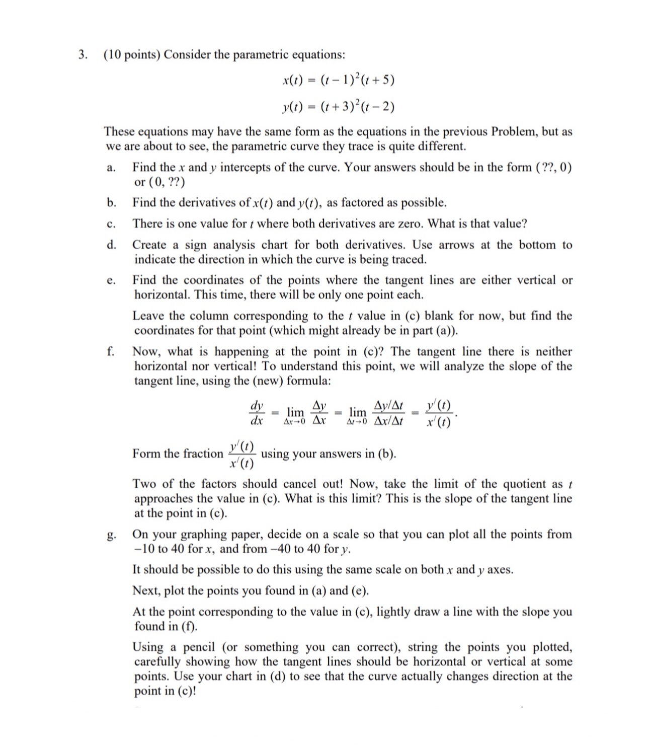 3. (10 points) Consider the parametric equations: | Chegg.com