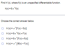 Solved Find h′(x), where f(x) is an unspecified | Chegg.com