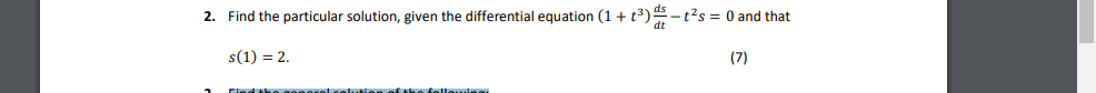 2. Find the particular solution, given the | Chegg.com