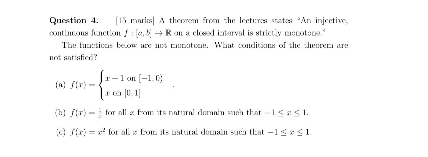 Solved Question 4. [15 marks] A theorem from the lectures | Chegg.com