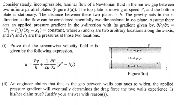Solved Consider steady, incompressible, laminar flow of a | Chegg.com
