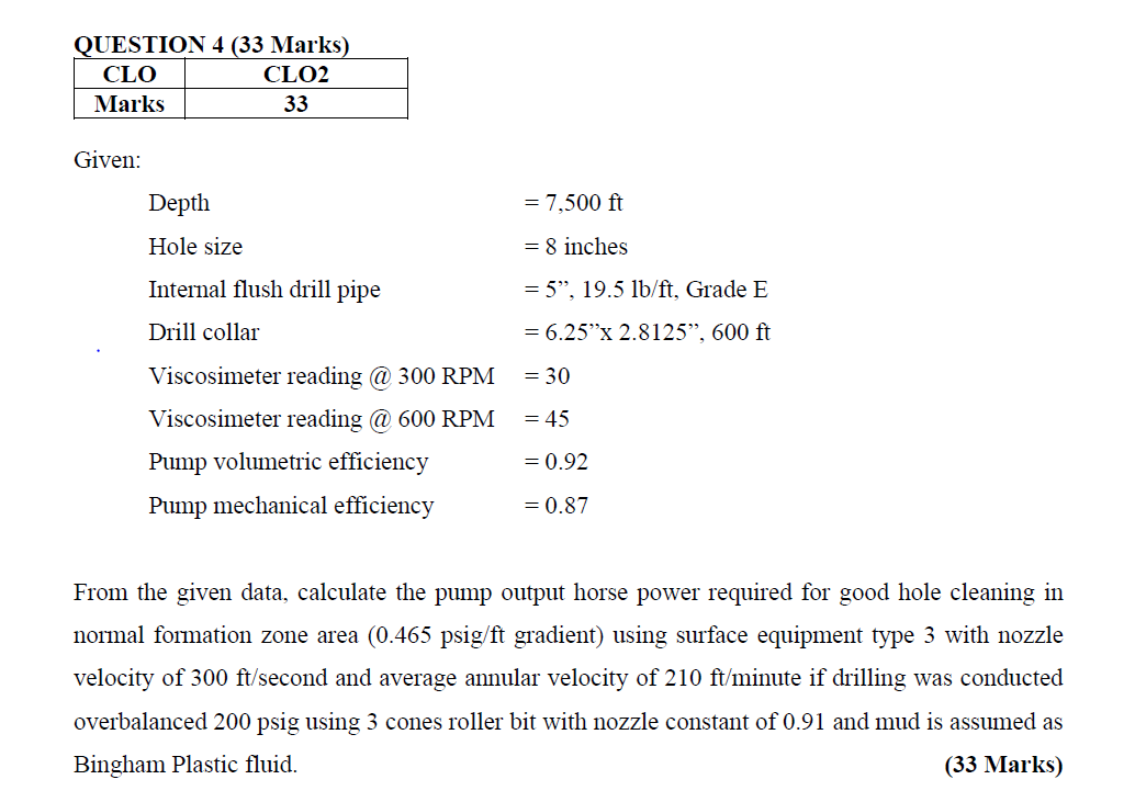 Solved QUESTION 4 (33 Marks) CLO CLO2 Marks 33 Given: Depth | Chegg.com
