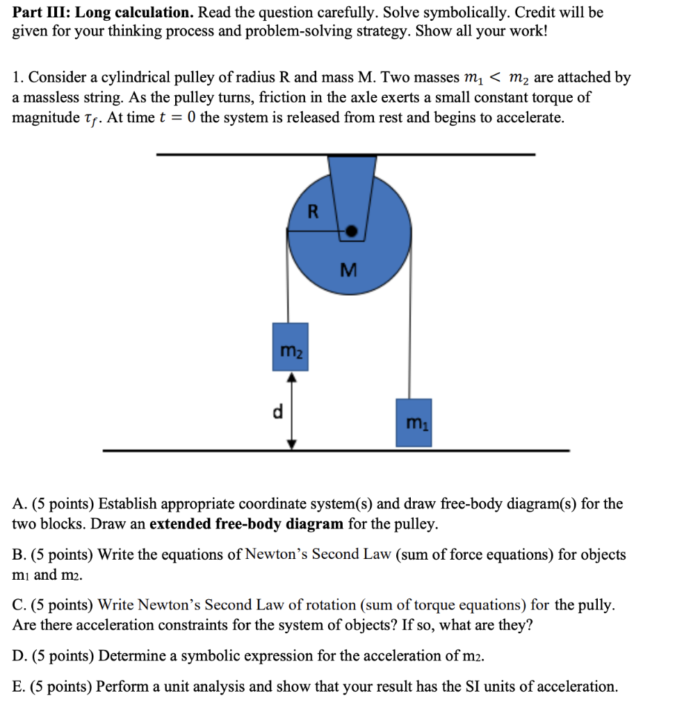 Solved Part III: Long calculation. Read the question | Chegg.com
