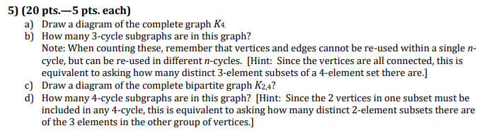 Solved 5) (20 pts.—5 pts. each) a) Draw a diagram of the | Chegg.com