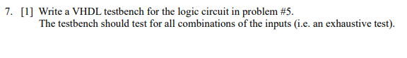 Solved 5. [2] Write a VHDL description for the logic circuit | Chegg.com