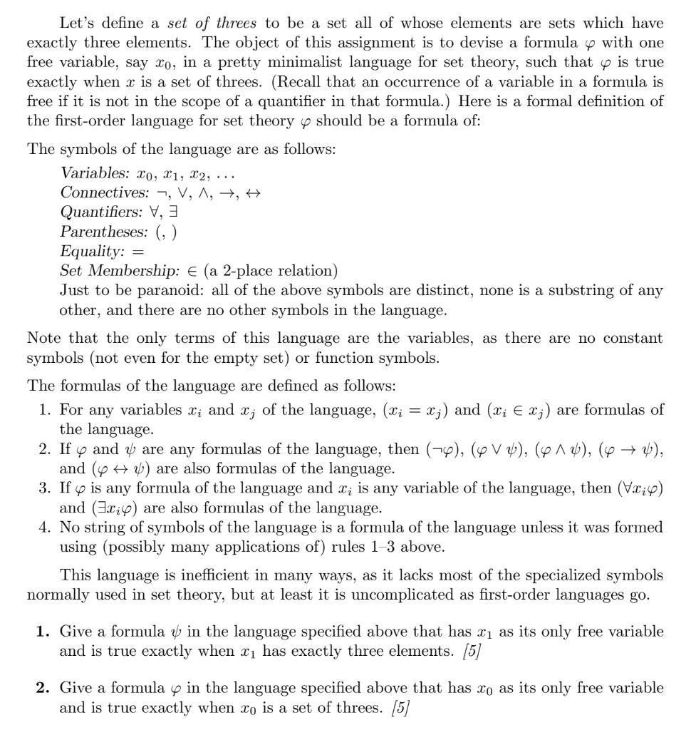 Solved Let's define a set of threes to be a set all of whose | Chegg.com