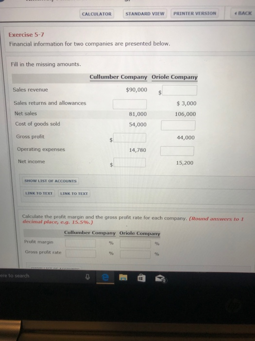 Solved CALCULATOR STANDARD VIEW PRINTER VERSION BACK | Chegg.com