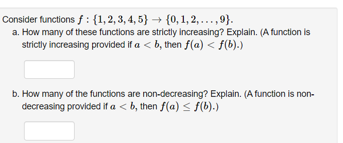 Solved Consider functions f : {1, 2, 3, 4, 5} + {0, 1, 2, | Chegg.com